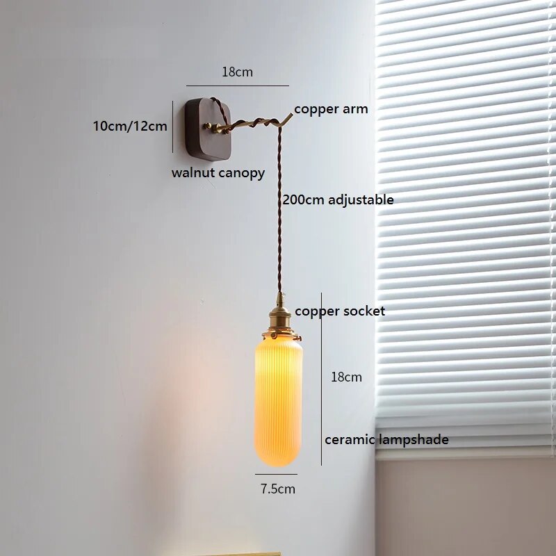 Applique murale led noyer cuivre moderne baguette plug-in | Lumeers.com