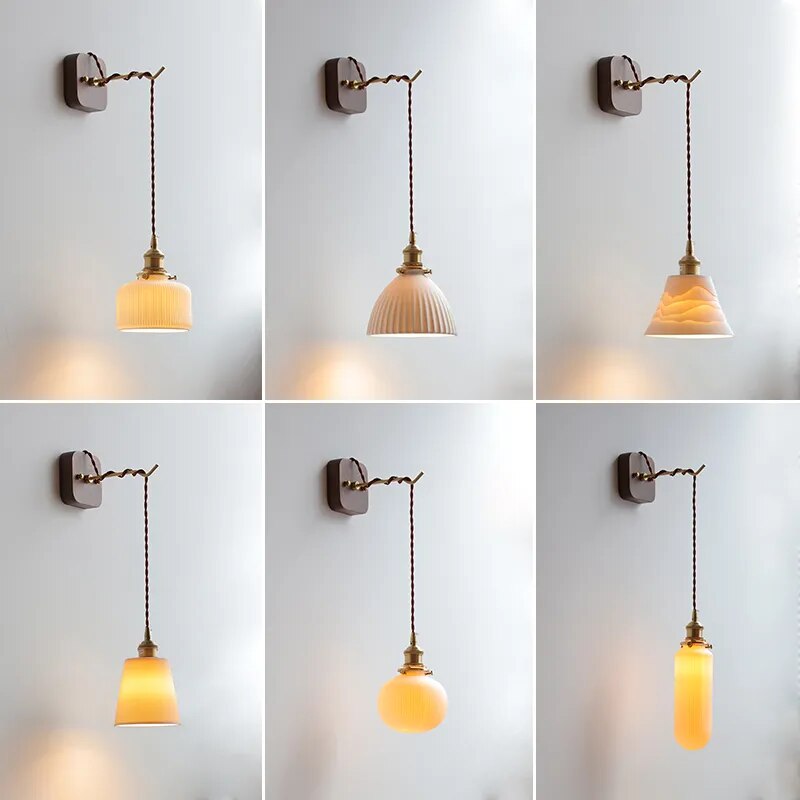 Applique murale led noyer cuivre moderne baguette plug-in | Lumeers.com