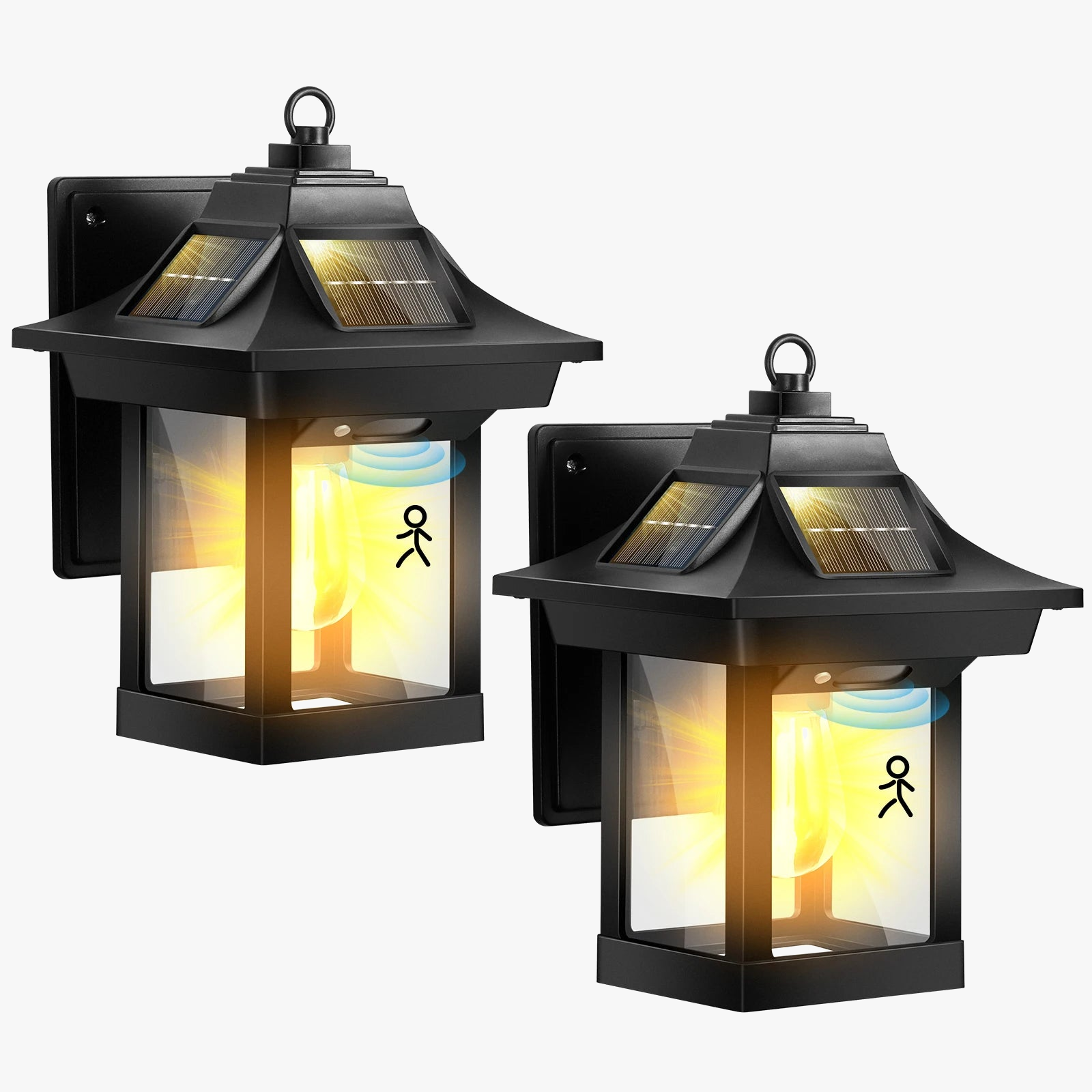 Applique murale lanternes solaires led mouvement extérieur (lot de 2) | Lumeers.com