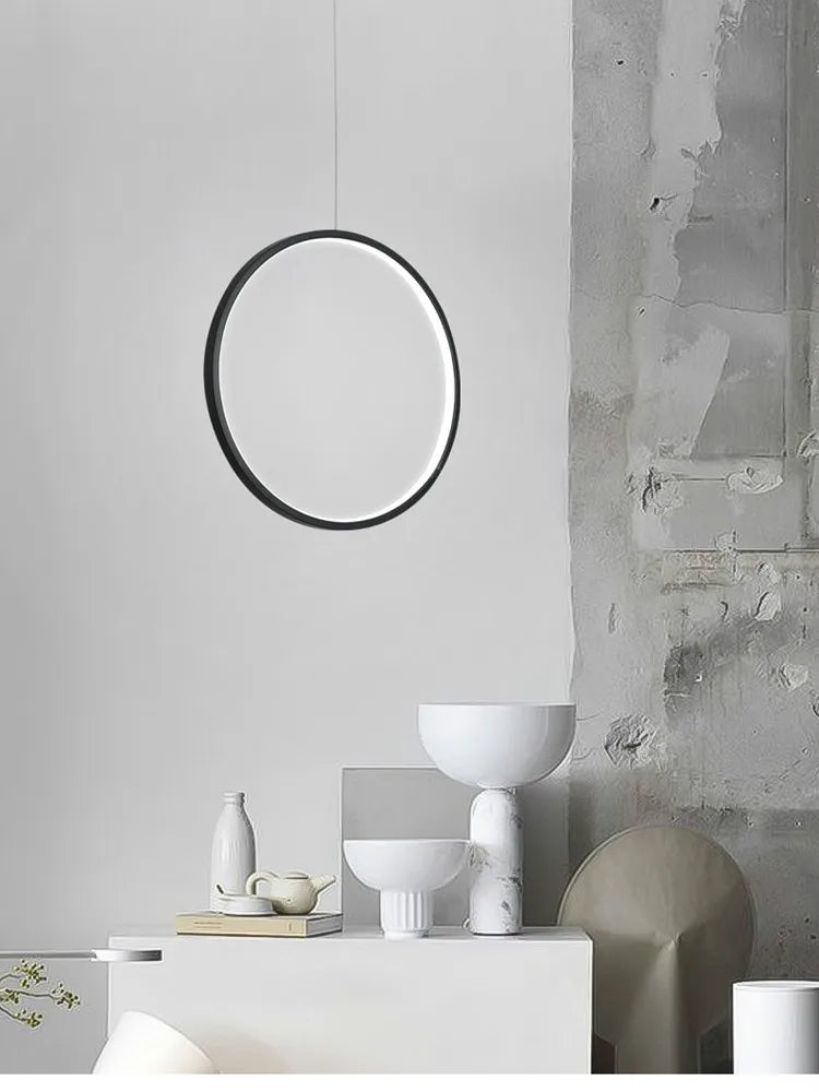 Led moderne anneau cercle suspension lumières rond lustre décor à la ...