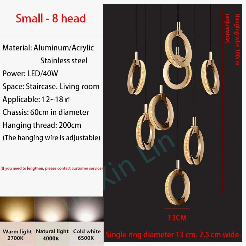 Lustre de luxe moderne rotatif pour duplex nordique | Lumeers.com