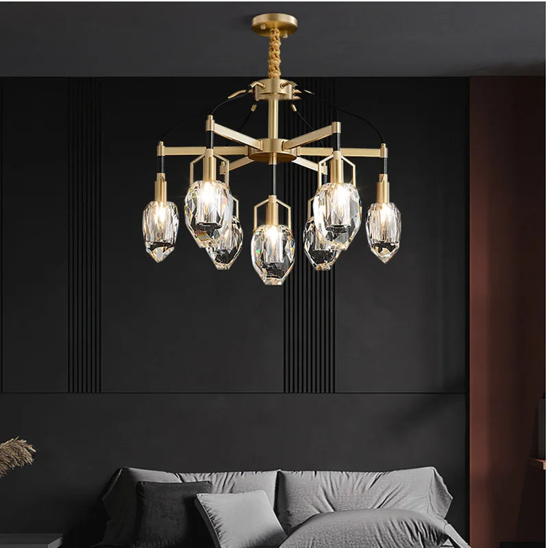 Lustre design moderne en cristal avec abat-jour fantaisie | Lumeers.com