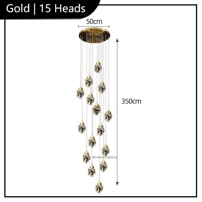 Lustre en cristal moderne winfordo pour hall d'exposition | Lumeers.com