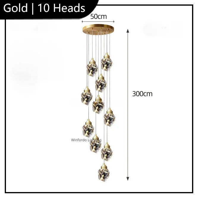 Lustre en cristal moderne winfordo pour hall d'exposition | Lumeers.com