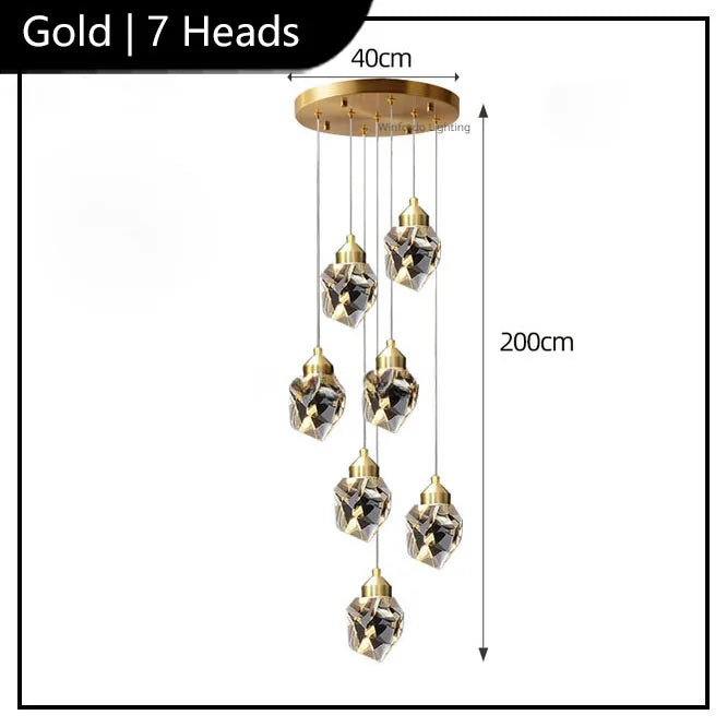 Lustre en cristal moderne winfordo pour hall d'exposition | Lumeers.com