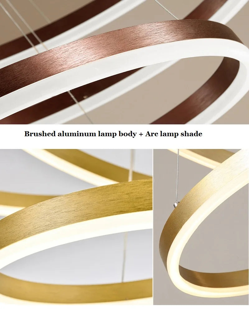 Moderne led anneaux suspension lampe cercle plafond suspendu lustre ...