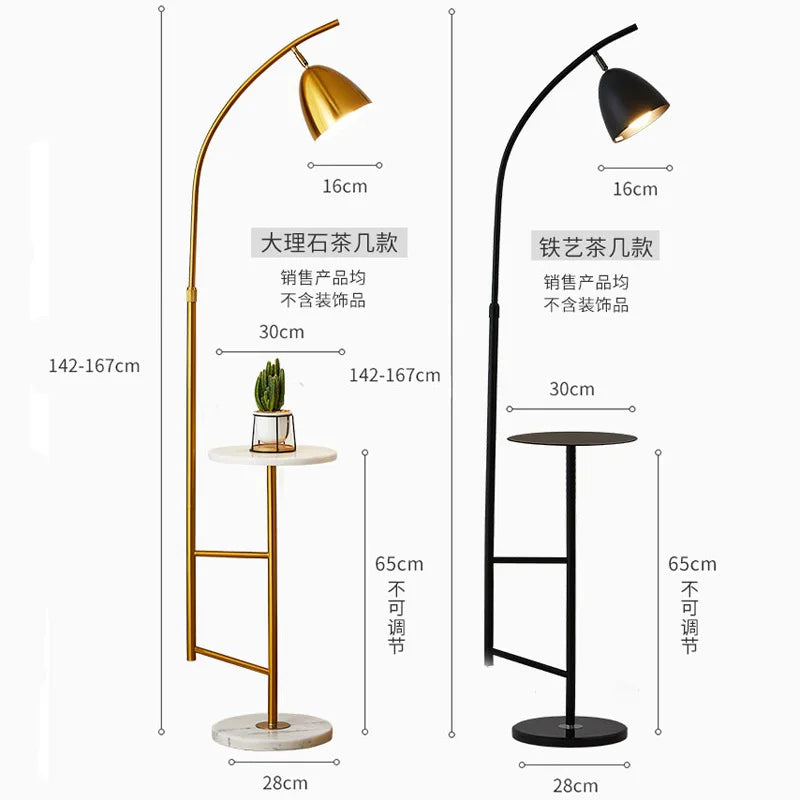 Nordique designr étagère dorée lampadaires pour table à thé salon ...