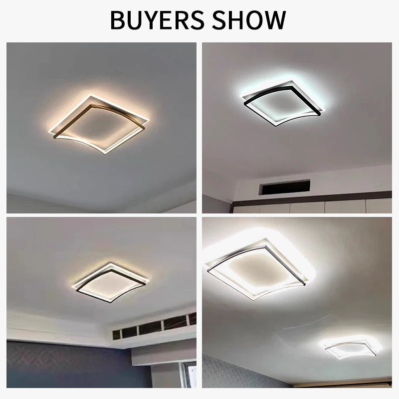 Plafonnier led carré moderne à intensité réglable avec télécommande | Lumeers.com