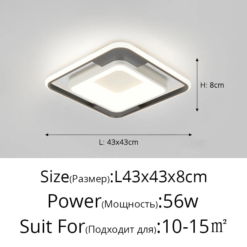 Plafonnier led rectangulaire nordique avec télécommande à intensité variable | Lumeers.com