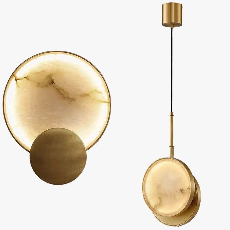 Lustre rond en laiton et marbre | Lumeers