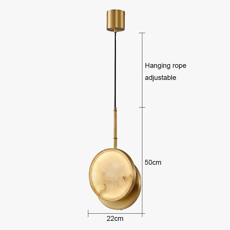 Lustre rond en laiton et marbre | Lumeers