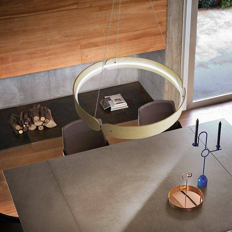 Lustre design led rond en bois nordic | Lumeers